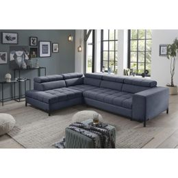 Ecksofa, B:276cm H:75cm T:203cm, blau, exxpo - SOFA FASHION, 100% PES, Wohnzimmer, Sofas, "Bocco, hochwertige Verarbeitung, toller Sitzkomfort,