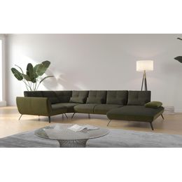 Wohnlandschaft OTTO HOME, B:376cm H:88cm T:226cm, gr&uuml;n, 100% Polyester, Sofas, "Mikado U-Form", inkl. Sitztiefenverstellung und Armteilverstellung