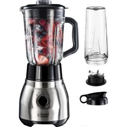 Russell Hobbs Standmixer "2-in-1 Glas- 23821-56, Edelstahl", B:22,2cm H:38,5cm T:27,5cm, grau, Zerkleinerer, vollautom. Standmixer mit Kochfunktion,