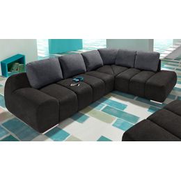 Ecksofa Home Affaire, B:267cm H:90cm T:214cm, schwarz, Luxus-Microfaser ALTARA NUBUCK (100% Polyester);Luxus-Microfaser ALTARA NUBUCK (100%