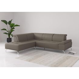 Ecksofa Home Affaire, B:274cm H:81cm T:235cm, grau, Wohnzimmer, Sofas, "Caluna", Inkl.Sitztiefenverstellung, wahlweise mit Kopf- und