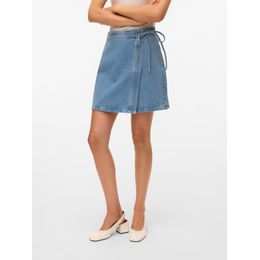 V&eacute;ro Moda VERO MODA Damen Jeansrock "VMLIZA MR SHORT DENIM WRAP SKIRT GA NOOS", blau, Gr. S, unifarben, Denim/Jeans, Obermaterial: 80% Baumwolle, 20%