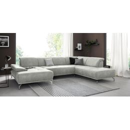 Wohnlandschaft Home Affaire, B:334cm H:81cm T:235cm, grau, Flachgewebe Mura: (100% Polyester);Luxus-Microfaser Vintageoptik (100%