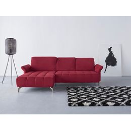 Ecksofa Home Affaire, B:281cm H:79cm T:185cm, rot, 100% Polyester, Wohnzimmer, Sofas, "Fresh L-Form", Federkern, wahlweise Kopfteilverstellung und
