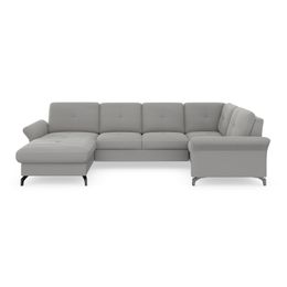 Wohnlandschaft Home Affaire, B:326cm H:91cm T:188cm, silber, 90% Polyester 10% Polyamid, Sofas, "Calando U-Form", wahlweise mit Bettfunktion,