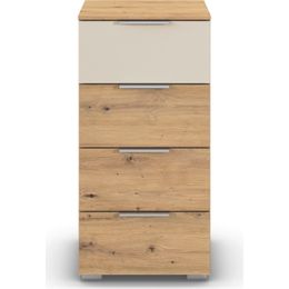 Schubkastenkommode Rauch "Highboard Sideboard Schubladenkommode Kommode ASTANA", eiche artisan, beige (champagner), B:40cm H:81cm T:42cm, Holzwerkstoff, Sideboards, mit 4 ger&auml;umigen Schubladen, Kantengriff in Alufarben MADE IN GERMANY