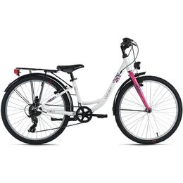 Dacapo Kinderfahrrad "24" Cindy Wei&szlig; 7 G&auml;nge RH 32 cm - Ab 8 Jahre", 32cm, 24 Zoll (60,96cm) hinten: 24 Zoll (60,96cm)wei&szlig;, rosa, Fahrr&auml;der