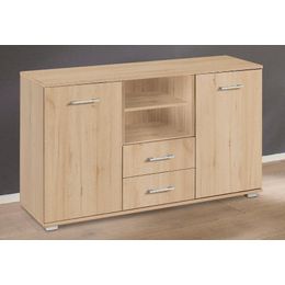 Kombikommode Priess, B:123cm H:70,5cm T:38cm, braun, Holzwerkstoff, Schlafzimmer, Sideboards