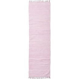 Wollteppich OTTO HOME, B:70cm H:5mm L:250cm, rosa, Baumwolle, Wohnzimmer, Teppiche, "Ares", Uni Farben, handgewebt, mit Fransen, reine Baumwolle,
