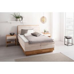 Boxspringbett OTTO HOME, B:164cm L:216cm, beige, Polyester, Komplettbetten, "JENNA in verschiedenen Farben und Breiten erh&auml;ltlich", LED-Beleuchtung,