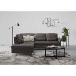 Ecksofa Home Affaire, B:259cm H:89cm T:224cm, grau, 100%Polyester, Wohnzimmer, Sofas, "Palm Beach L-Form", Federkern, mit Sitztiefenverstellung,