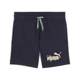 Puma Jungen Trainingsshorts "SANDY ADVENTURES SHORTS TR PS", blau, Gr. 98, bedruckt, Sweatware, Obermaterial: 68% Baumwolle, 32% Polyester, Hosen,