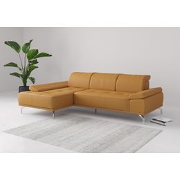 Ecksofa Home Affaire, B:280cm H:81cm T:174cm, gelb, Wohnzimmer, Sofas, "Caluna", Inkl.Sitztiefenverstellung, wahlweise mit Kopf- und