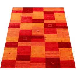Wollteppich Paco Home, B:120cm H:14mm L:170cm, orange, Wolle, Wohnzimmer, Teppiche, "Gabbeh 304", Kurzflor, handgewebt, reine Wolle, Gabbeh-Stil,