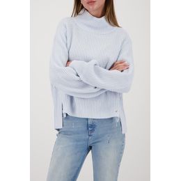 monari Damen Strickpullover "Pullover Basic Perlfang"ice blau, Gr. 44, unifarben, Strick, Obermaterial: 60% Baumwolle, 40% Polyacryl, Pullover,