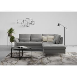 Ecksofa Home Affaire, B:259cm H:89cm T:224cm, grau, 100%Polyester, Wohnzimmer, Sofas, "Palm Beach L-Form", Federkern, mit Sitztiefenverstellung,