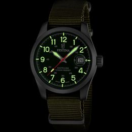 Festina Herren Quarzuhr "Field Watches", gr&uuml;n, Armbanduhren, Armbanduhr, Damenuhr, Herrenuhr, Swiss Made, analog, Tag