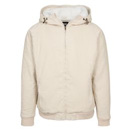 Urban Classics Herren Winterjacke "Urban Classics Herren Hooded Corduroy Jacket"lightsand, sanftes wei&szlig;, Gr. M, unifarben, 100% Baumwolle, Jacken