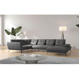 Wohnlandschaft OTTO HOME, B:376cm H:88cm T:226cm, grau, 100% Polyester, Sofas, "Mikado U-Form", inkl. Sitztiefenverstellung und Armteilverstellung