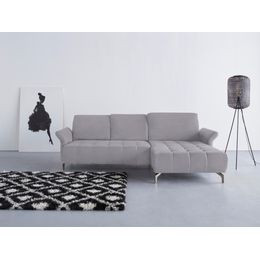 Ecksofa Home Affaire, B:281cm H:79cm T:185cm, grau, 100% Polyester, Wohnzimmer, Sofas, "Fresh L-Form", Federkern, wahlweise Kopfteilverstellung und