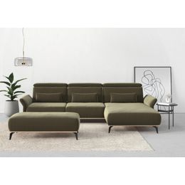 Ecksofa Home Affaire, B:324cm H:93cm T:184cm, gr&uuml;n, 100% Polyester, Wohnzimmer, Sofas, "Fjord L-Form", massiv, wahlweise mit Armlehnfunktion, Kopf-