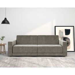 3-Sitzer DOREL HOME, B:225cm H:82cm T:91cm, grau, 100% Polyester, Sofas, "Allie II Schlafsofa 225 cm", Bett-Funktion (108/190cm), R&uuml;ckenlehne