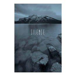Komar Bild "Word Lake Silence Steel", B/H/T: 40cm x 50cm, Natur, 1 Stk., grau, Wohnzimmer, Bilder, Wandbild zur Dekoration - ohne Rahmen