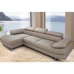 Ecksofa COTTA, B:270cm H:73cm T:167cm, beige, Wohnzimmer, Sofas, "Solution L-Form", mit Arm- & Kopfteilverstellung, wahlweise mit Bettfunktion
