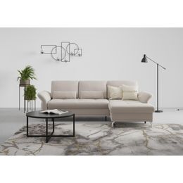 Ecksofa Home Affaire, B:275cm H:89cm T:175cm, grau, 100%Polyester, Wohnzimmer, Sofas, "Palm Beach L-Form", Federkern, mit Sitztiefenverstellung,