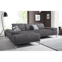 Ecksofa Home Affaire, B:269cm H:97cm T:174cm, grau, Flachgewebe Mura: (100% Polyester);Luxus-Microfaser Vintageoptik (100%