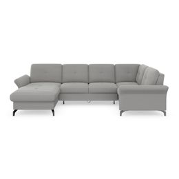 Wohnlandschaft Home Affaire, B:326cm H:91cm T:188cm, silber, 90% Polyester 10% Polyamid, Sofas, "Calando U-Form", wahlweise mit Bettfunktion,