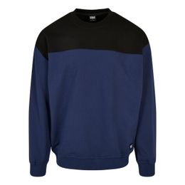 Urban Classics Damen Rundhalspullover "Urban Classics Herren Upper Block Crewneck"dunkelblau, schwarz, Gr. M, mehrfarbig, 65% Baumwolle, 35%