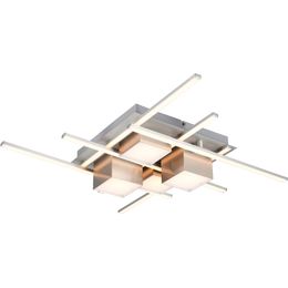 Trio LEUCHTEN LED Deckenleuchte "ROGER, 35W LED 4050 Lm Lichtfarbe einstellbar 2700-6500K Fernbedienung", 1, H: 11,5cm, 1 Stk.nickel, Wohnzimmer,