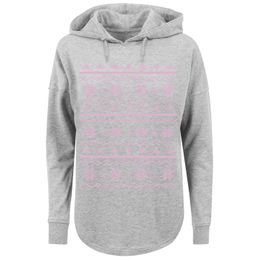F4NT4STIC Damen Kapuzenpullover "Scandinavian Rosa Muster Weihnachten", grau, Gr. XS, Obermaterial: 100% Baumwolle, Pullover, Print
