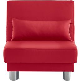 Schlafsofa Home Affaire, B:80cm H:86cm T:195cm, rot, 100% PU, Jugendzimmer, Sofas, "Gina", mit einem Handgriff vom Sofa zum Bett