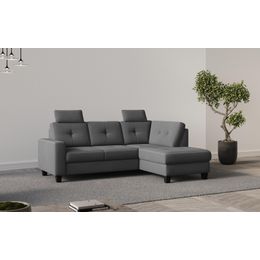 Ecksofa Home Affaire, B:226cm H:91cm T:170cm, grau, 90% Polyester 10% Polyamid, Wohnzimmer, Sofas, "Varese", wahlweise mit Bettfunktion und Bettkasten