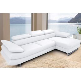 Ecksofa COTTA, B:286cm H:73cm T:167cm, wei&szlig;, Wohnzimmer, Sofas, "Solution L-Form", mit Arm- & Kopfteilverstellung, wahlweise mit Bettfunktion