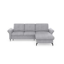 Ecksofa Home Affaire, B:258cm H:91cm T:165cm, silber, 100% Polyester, Wohnzimmer, Sofas, "Calando L-Form", wahlweise mit Bettfunktion, Bettkasten und