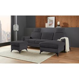 Ecksofa Home Affaire, B:250cm H:88cm T:162cm, schwarz, Struktur impr&auml;gniert - feucht abwischbar (100% Polyester);Struktur Flausch (90% Polyester, 10%