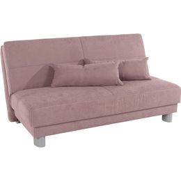 Schlafsofa Home Affaire, B:160cm H:86cm T:195cm, rosa, Jugendzimmer, Sofas, "Gina", mit einem Handgriff vom Sofa zum Bett