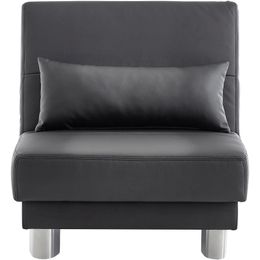 Schlafsofa Home Affaire, B:80cm H:86cm T:195cm, schwarz, 100% PU, Jugendzimmer, Sofas, "Gina", mit einem Handgriff vom Sofa zum Bett