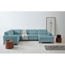 Wohnlandschaft OTTO HOME, B:332cm H:80cm T:199cm, blau, Struktur (100% recyceltes Polyester);Luxus-Microfaser weich (100% recyceltes Polyester),
