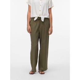 V&eacute;ro Moda VERO MODA Damen Schlupfhose "VMCAIA MW WIDE PANT WVN NOOS", gr&uuml;n, Gr. XL, unifarben, Web, Obermaterial: 90% Baumwolle, 10% Leinen, Hosen,