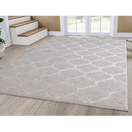 Teppich the carpet, B:80cm H:12mm L:300cm, beige, Polyester, Ankleidezimmer, Teppiche, "Knight", moderner Wohnzimmer Teppich elegant gl&auml;nzender Flor