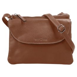 wouwou Damen Umh&auml;ngetaschecognac, Leder, leicht gl&auml;nzend, unifarben, Taschen, echt Leder