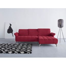 Ecksofa Home Affaire, B:281cm H:79cm T:185cm, rot, 100% Polyester, Wohnzimmer, Sofas, "Fresh L-Form", Federkern, wahlweise Kopfteilverstellung und
