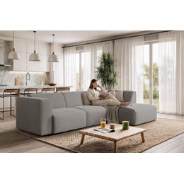Ecksofa RAUM.ID, B:295cm H:70cm T:162cm, grau, Struktur fein (100% Polyester);Samtoptik (100% Polyester);Samtcord (92% Polyester, 8% Polyamid),