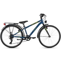 Dacapo Kinderfahrrad "24" Bobby Blau 7 G&auml;nge RH 32 cm - Ab 8 Jahre", 32cm, 24 Zoll (60,96cm) hinten: 24 Zoll (60,96cm)blau, schwarz, Fahrr&auml;der