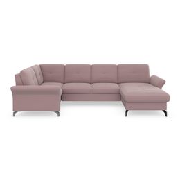 Wohnlandschaft Home Affaire, B:326cm H:91cm T:188cm, lila, 90% Polyester 10% Polyamid, Sofas, "Calando U-Form", wahlweise mit Bettfunktion,