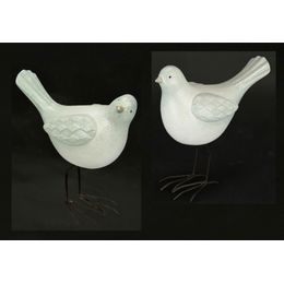 I.GE.A. Weihnachtsfigur "Vogel aus Terrakotta mit Glitzer, 2er Set, wei&szlig;, H&ouml;he ca. 18 cm", B/H/T: 17cm x 18cm x 8cm, wei&szlig;, Dekofiguren,